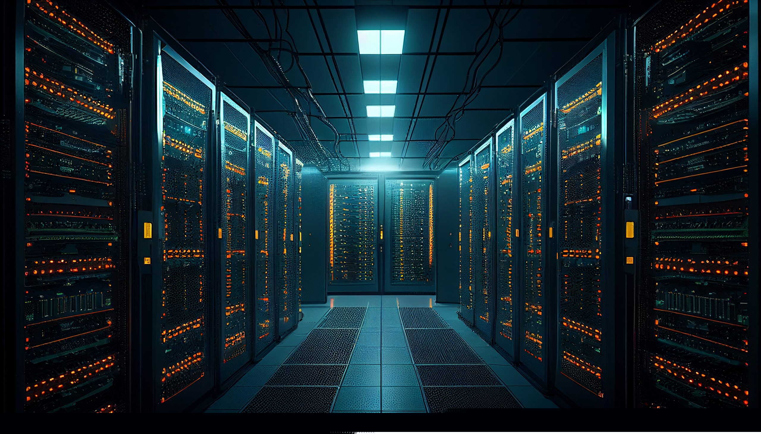 Corridor of the data center server room Server room for the Inte ...