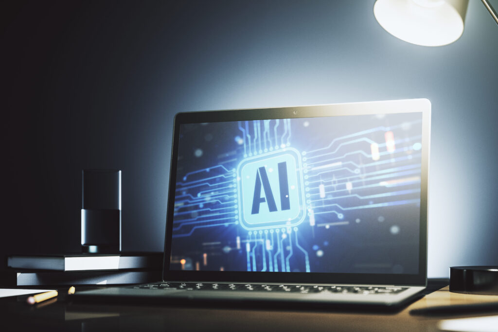 modern-computer-monitor-with-creative-artificial-intelligence-icon ...