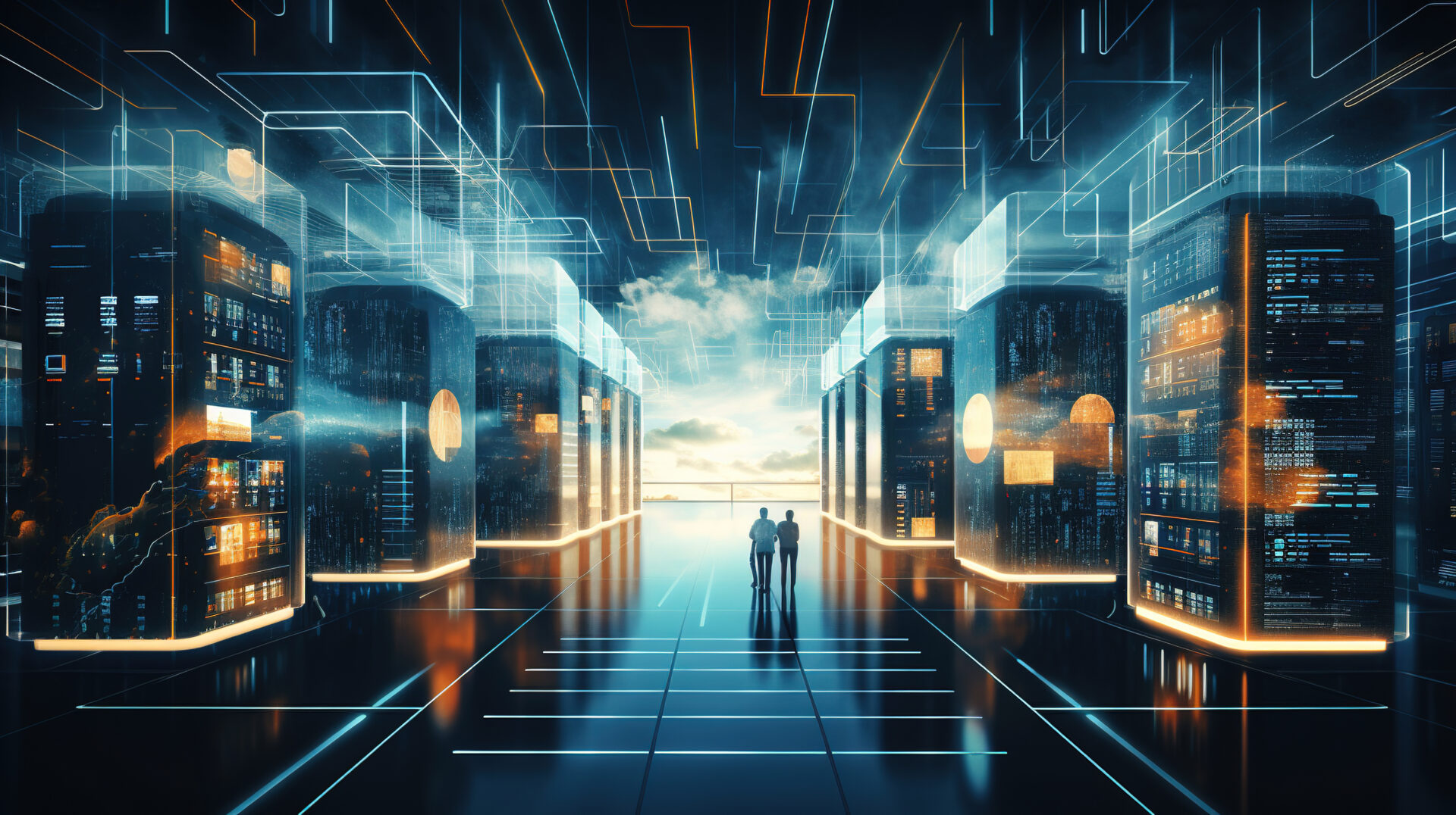 digital-illustration-couple-standing-front-building-with-sky-background ...